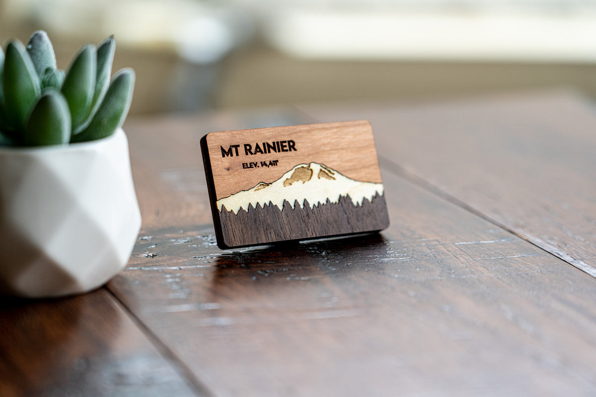 Mt Rainier Hardwood Magnet – Path and Oak